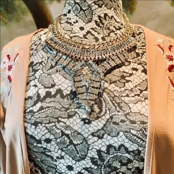 Jewelry | Chain Link Rhinestone Arrow Bib Necklace | Poshmark
